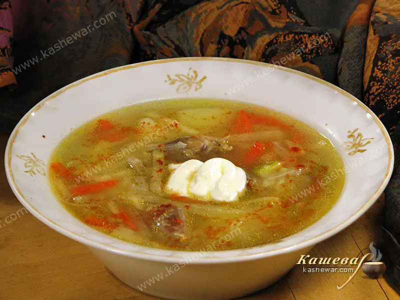 Soup on Bread Kvass with Chicken Offal Recipe | Kashevar
